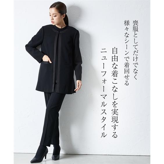 ニッセン 喪服 スーツ パンツ レディース 礼服 Callarus 洗える防しわサテン切替 ストレッチ デザイン 3点セット ジャケット ＋ ブラウス LL/3L nissen : ニッセン ...