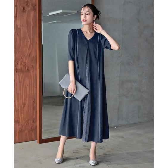 ニッセン ドレス ワンピース 大きいサイズ レディース 結婚式 パーティー Callarus Front Lace Pleats Design Onepiece Dress 4L/5L ...