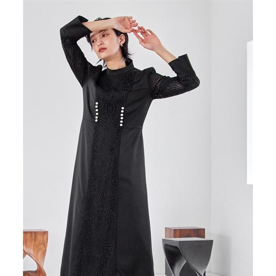 ドレス ワンピース レディース 結婚式 パーティー オケージョン Callarus Front Lace Waist Pearl Design Onepiece Dress 有 LL/3L ...