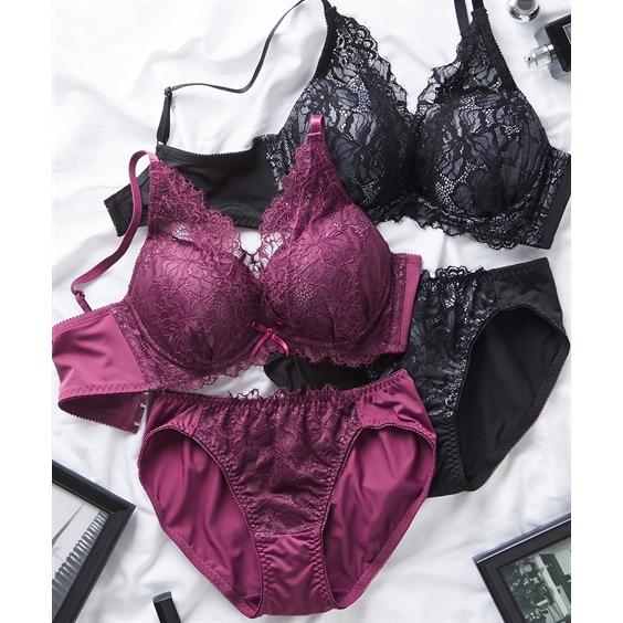 ニッセン ブラジャー ショーツ セット レディース 脇高カシュクール＆ ストレッチ レース B70_M〜D85_LL nissen : ニッセン Yahoo!店 - 通販 - Yahoo!ショッピング