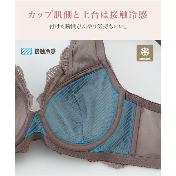 ブラジャー ワイヤー入り 大きいサイズ レディース 太 ストラップ でずり落ちにくい柔らか脇高フルカップモールド 接触冷感 夏 C85〜D105 ニッセン nissen ...