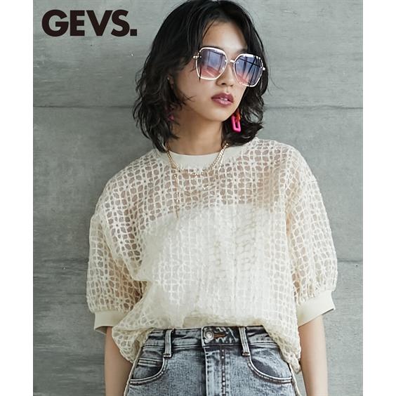 GEVS. 大きいサイズ レディース シアー刺しゅう ブラウス L/LL/3L/4L/5L ニッセン nissen : ニッセン Yahoo!店 - 通販 - Yahoo!ショッピング