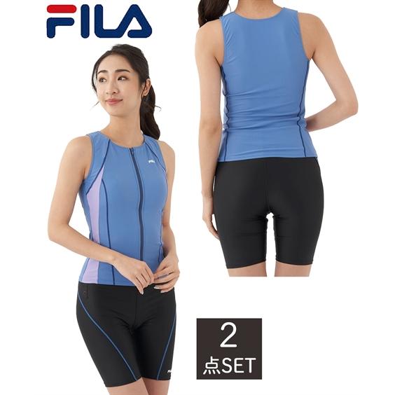 FILA 水着 レディース 配色フルジップ セパレート フィットネス 313202-1 313202-0 15LL/17LL/19LL ニッセン nissen : ニッセン Yahoo!店 ...