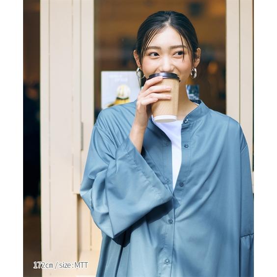 ワンピース ロング マキシ トールサイズ レディース 高身長 スタンド カラー シャツ Essenave LL〜3L/4L〜5L ニッセン nissen : zzy4324a0848 ...