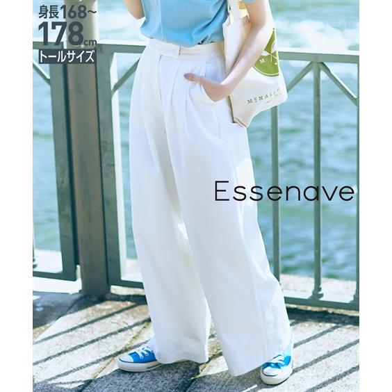 ワイドパンツ トールサイズ レディース 高身長 タックリラックスワイド パンツ Essenave  ゆったり 体型カバー 美脚 ボトムス LL/3L/4L/5L ニッセン nissen ニッセン（nissen） ワイドパンツ トールサイズ レディース 高身長