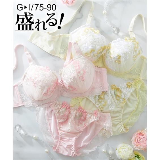 ブラジャー ショーツ セット レディース パステルロマンティックブーケ ラージサイズ ブラショーツ 女性 インナー パンツ G75_L〜I80_LL ニッセン nissen ...