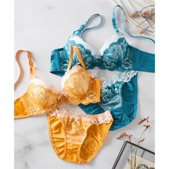 ブラジャー ショーツ セット 大きいサイズ レディース 脇高ガーリーフラワー刺しゅう ブラショーツ 女性 インナー パンツ E85_LL/F85_LL ニッセン nissen ...