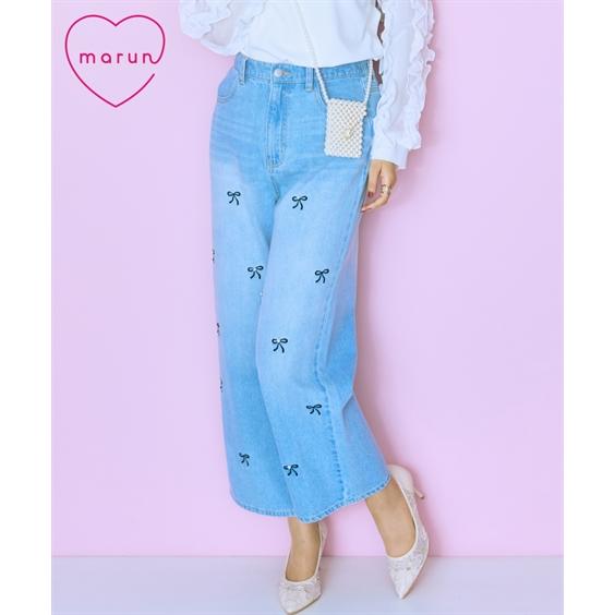 ニッセン（nissen） ストレートパンツ 大きいサイズ レディース リボン