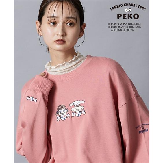 トレーナー スウェット レディース PEKO＆SANRIO ドロップ ショルダー クルーネック 有 プルオーバー L/LL/3L ニッセン nissen : zzy4625a1231 ...