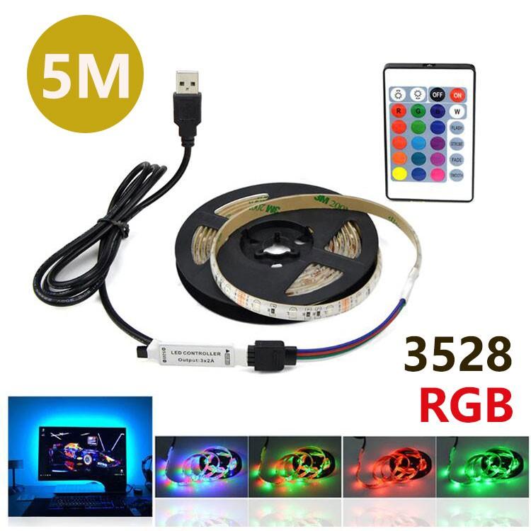 LED テープライト USB対応 5m SMD3528 5V LEDテープ RGB 間接照明 棚下照明 車用 テレビの背景照明用LED ...