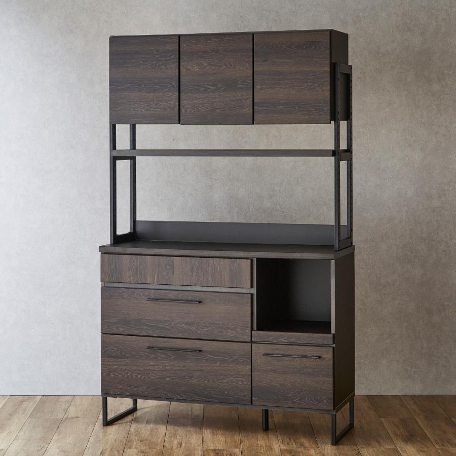 幅120cm ヴィンテージテイストの完成品キッチンボード (120 DBR) レンジボード キッチン収納 レンジラック レンジ台 カップボード 食器棚 食器棚 ニトリ : 5668040 ...