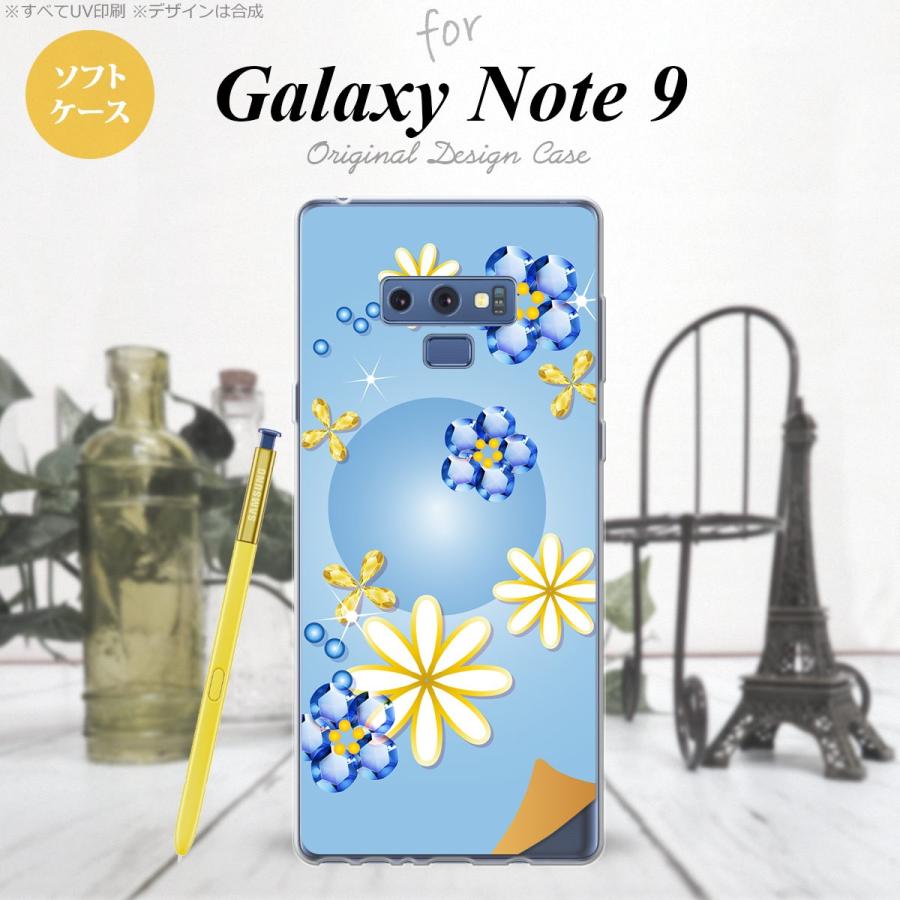 Galaxy Note 9 ギャラクシー ノート9 SC-01L SCV40 スマホケース カバー ソフトケース 花柄・ミックス(E) 青 ...
