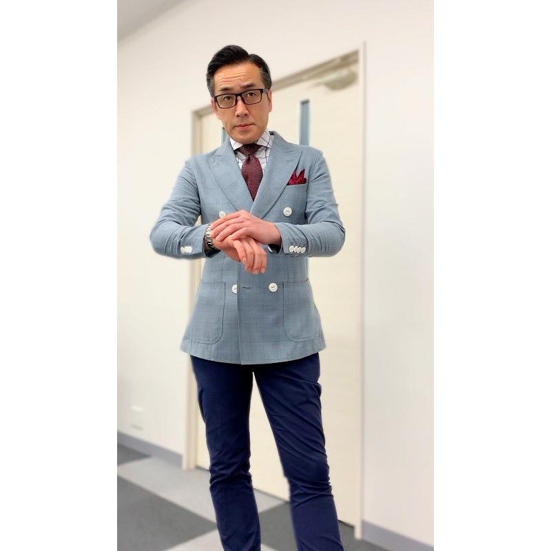 メンズ春夏ダブルジャケット グレー グレンチェック 40代 50代 メンズ春夏ダブルジャケット グレー グレンチェック 40代 50代