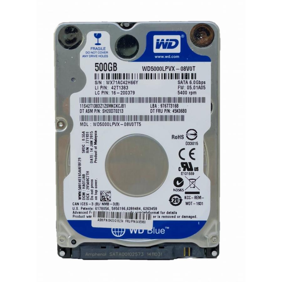 【2.5インチ】Western Digital(WD Blue)WD5000LPVX 500GB SATA 6.0Gbps L140f ...