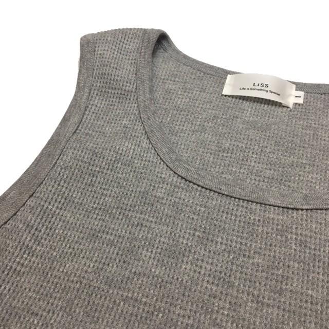 LiSS 【LiSS】 LONG LENGTH WAFFLE TANK TOP Lis-810253 GRAY リス ロングレングスタンク ...
