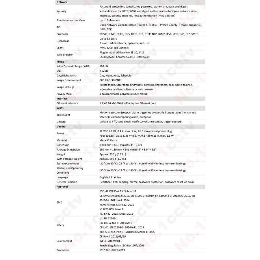 [HIKVISION] [IP-4M] QHD AI IPカメラ/DS-2CD1343G2-I/逆光,露出,ハイライト補正/人,車検知/夜間30M/PoE/H.265+/防水 : No ...