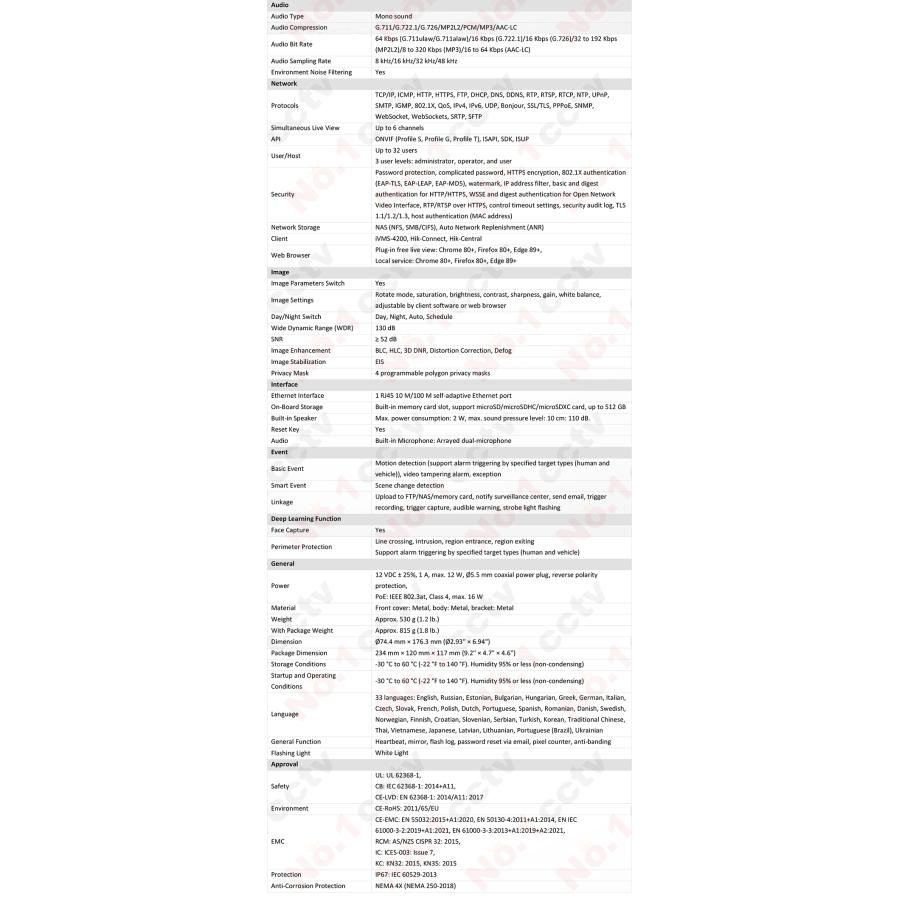 [HIKVISION] [IP-4M] QHD IPカメラ/DS-2CD2047G3-LI2UY/SL/24時間カラー警光灯/人や車両検知時のアラーム/夜間40M/SDカード装着可/H.265 ...