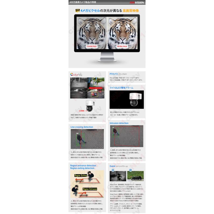 [HIKVISION] [IP-4M] 24時間カラーPT(回転制御)AI Wi-Fiカメラ/DS-2DE3A400BW-DE/W/人,車,ライン,エリア侵入検知/30M IR/SDカード可 ...