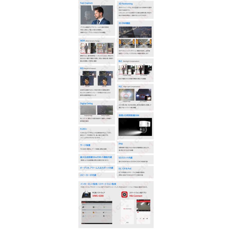 [HIKVISION] [IP-4M] 24時間カラーPT(回転制御)AI Wi-Fiカメラ/DS-2DE3A400BW-DE/W/人,車,ライン,エリア侵入検知/30M IR/SDカード可 ...