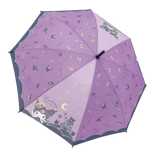 クロミ 35222 ブラックレース キャラクター 長傘 子供 55cm SANRIO サンリオ ワンタッチ ジャンプ 溝骨仕様 ポリエステル ...