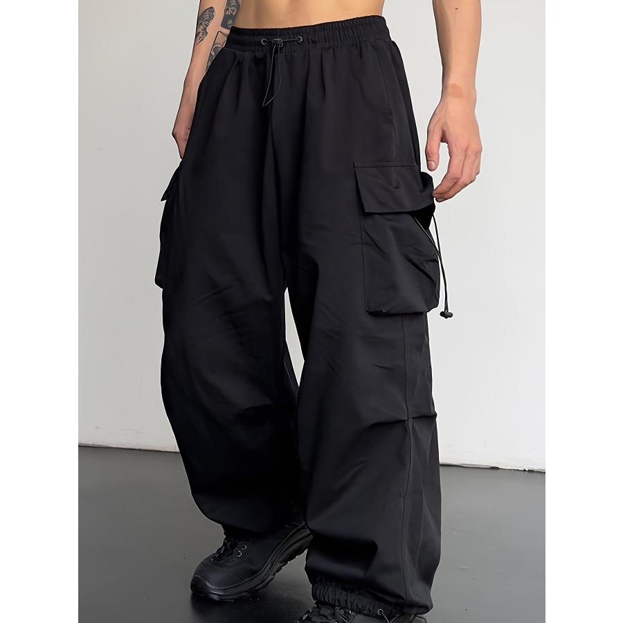 トレンディなY2Kソリッドカーゴパンツ メンズマルチフラップポケットトラウザー ルーズなカジュアルアウトドアパンツ メンズワークパンツアウトドアストリー :p210264814ca8:のあのあ ...