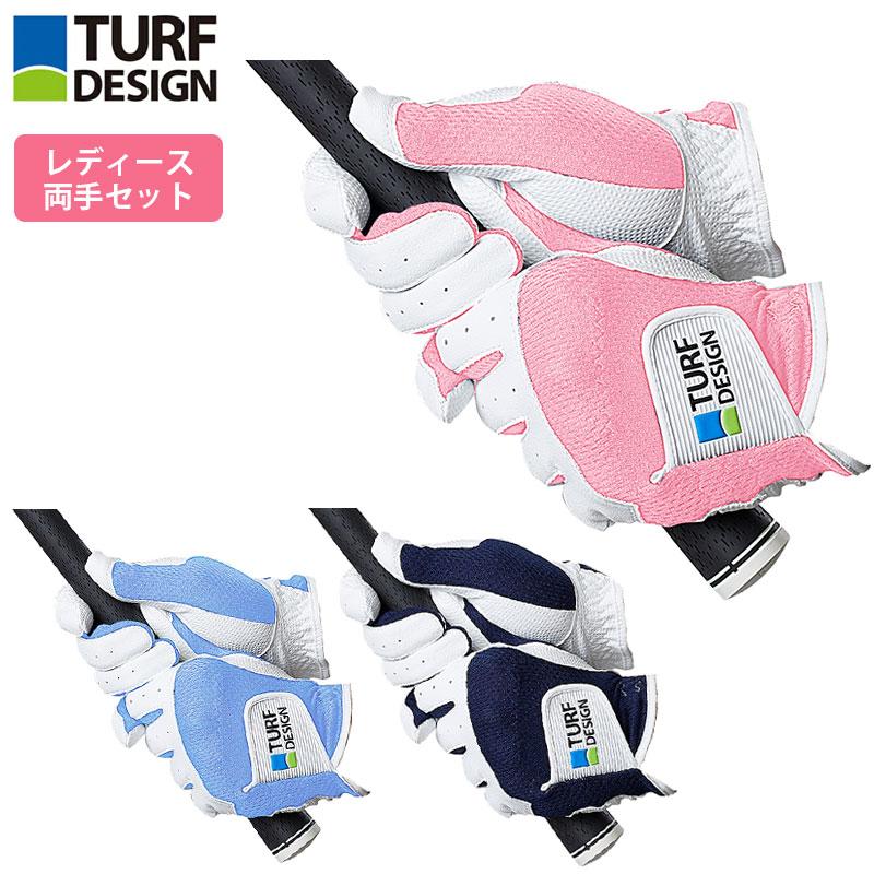TURF DESIGN ターフ デザイン ゴルフグローブ 両手用 手袋 レディース用 TDGL-2170L ゴルフ グローブ 日焼け対策 伸縮 ...