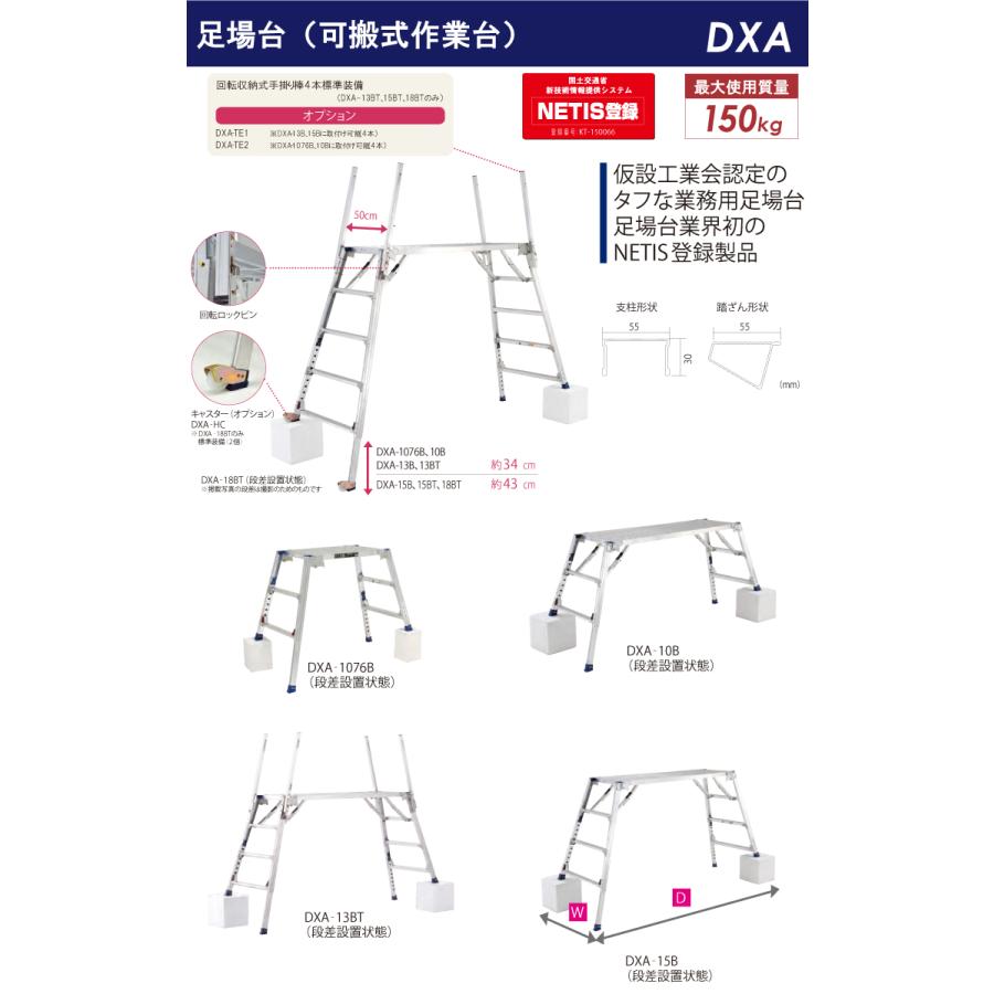 ピカ/Pica 足場台(可搬式作業台) ダイナワーク「タフ」 DXA-1076B 天場高さ：1.07m 仮設工業会認定合格品 :t51-dxa-1076b:はしごと脚立のノボッテ - 通販 ...
