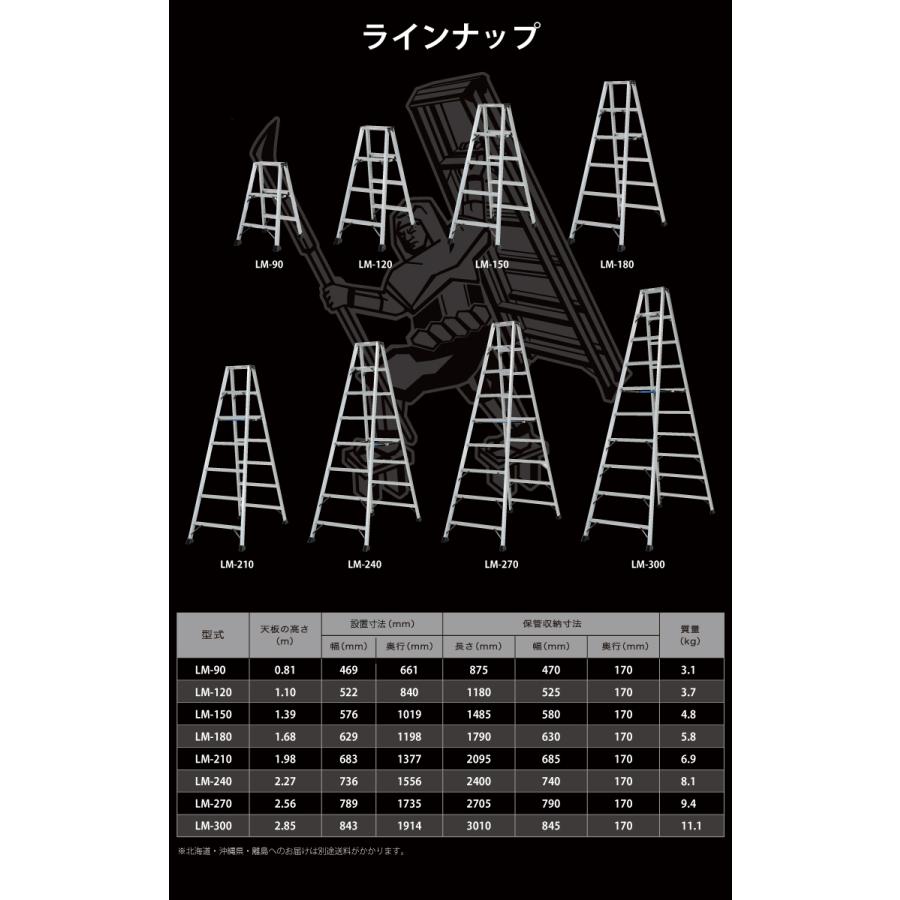 ピカ /Pica 便軽・BENKEI 軽量専用脚立 LM-270 9尺 天板高さ：2.56m :t51-lm-270:はしごと脚立のノボッテ - 通販 - Yahoo!ショッピング