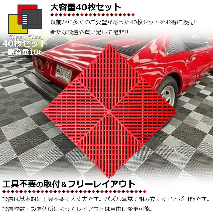 ガレージタイル ガレージマット 40枚セット 40cm×40cm×1.8cm ガレージタイル ガレージマット 40枚セット 40cm×40cm×1.8cm