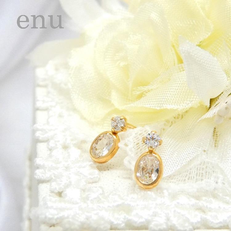 [ENE-130] エヌ enu 10金 K10 イエローゴールド オーバルピアス : NONBODYヤフーショップ - 通販 - Yahoo!ショッピング