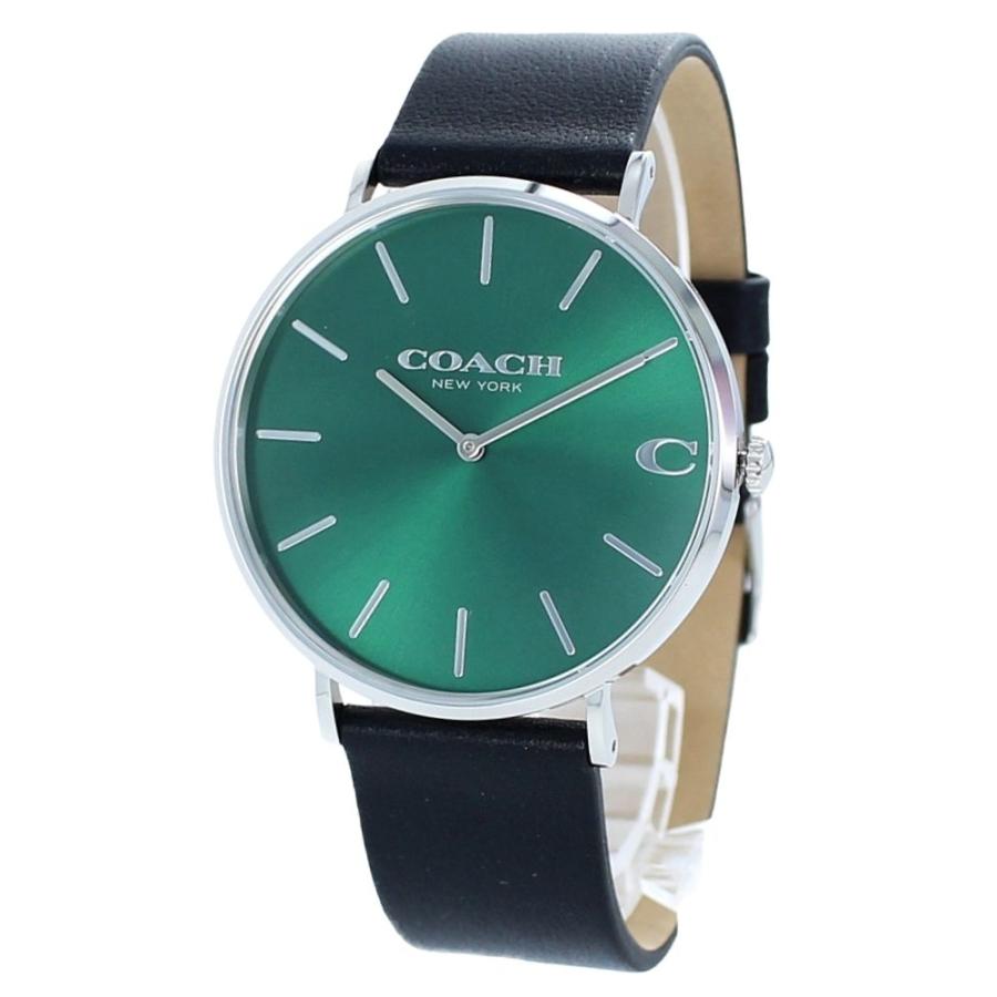 COACH（コーチ） 訳あり BOX無し 収納ケース付き 1本用 腕時計 手表 メンズ グリーン 緑 ブラック 革ベルト 男性 ギフト 爆買 ...