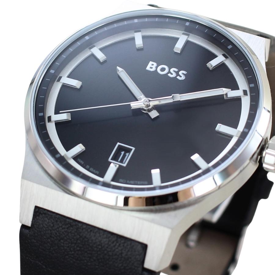 BOSS（HUGO BOSS） ヒューゴ ボス 腕時計 メンズ 父の日 シンプル ビジネスデザイン ブラックレザー 男性用 ギフト プレゼント ...