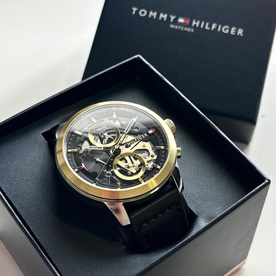 TOMMY HILFIGER トミーヒルフィガー 腕時計 メンズ おしゃれ シンプル ブラック 黒 革ベルト アナログ腕時計 仕事用 ...
