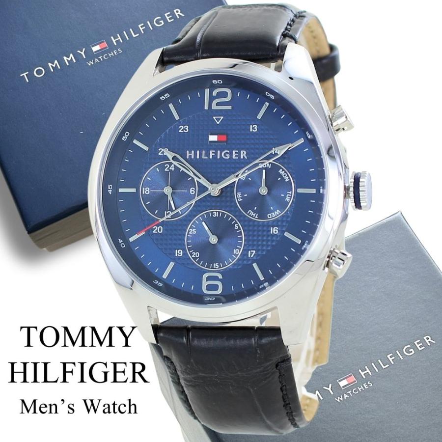 TOMMY HILFIGER トミーヒルフィガー 腕時計 手表 メンズ おしゃれ シンプル ブルー ブラック 革ベルト ブランド 誕生日 ...