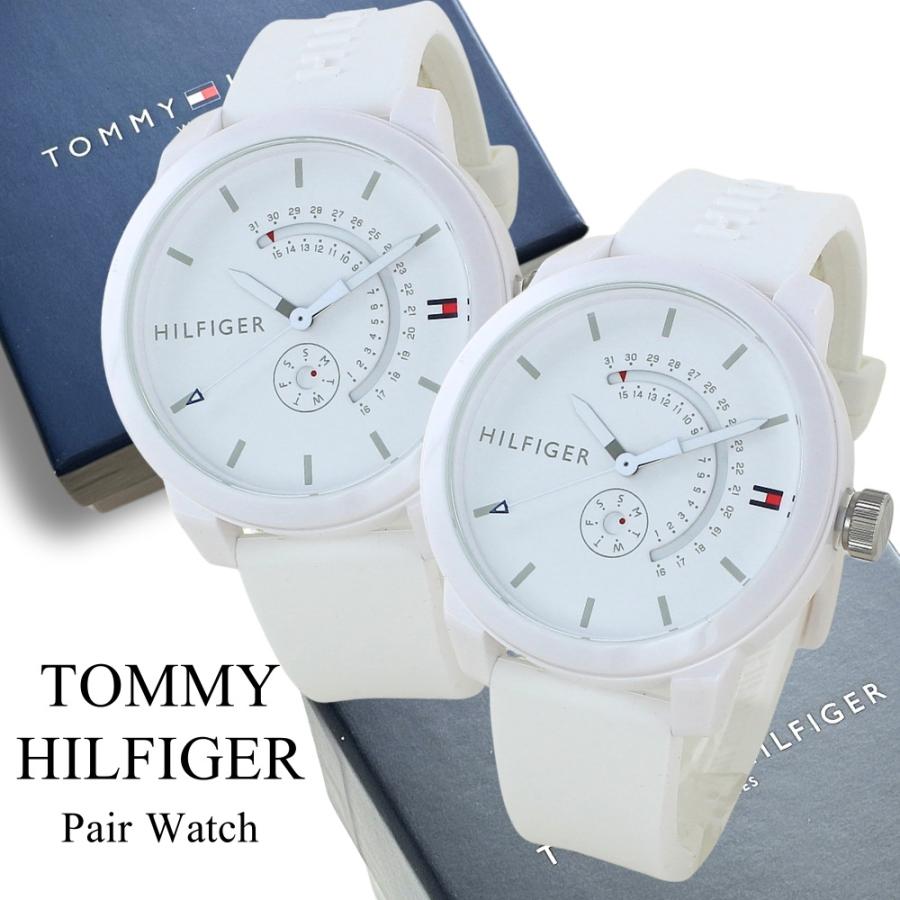 TOMMY HILFIGER トミーヒルフィガー ペアウォッチ ペア腕時計 ホワイト 時計 シリコンベルト カップル お揃い ギフト ...