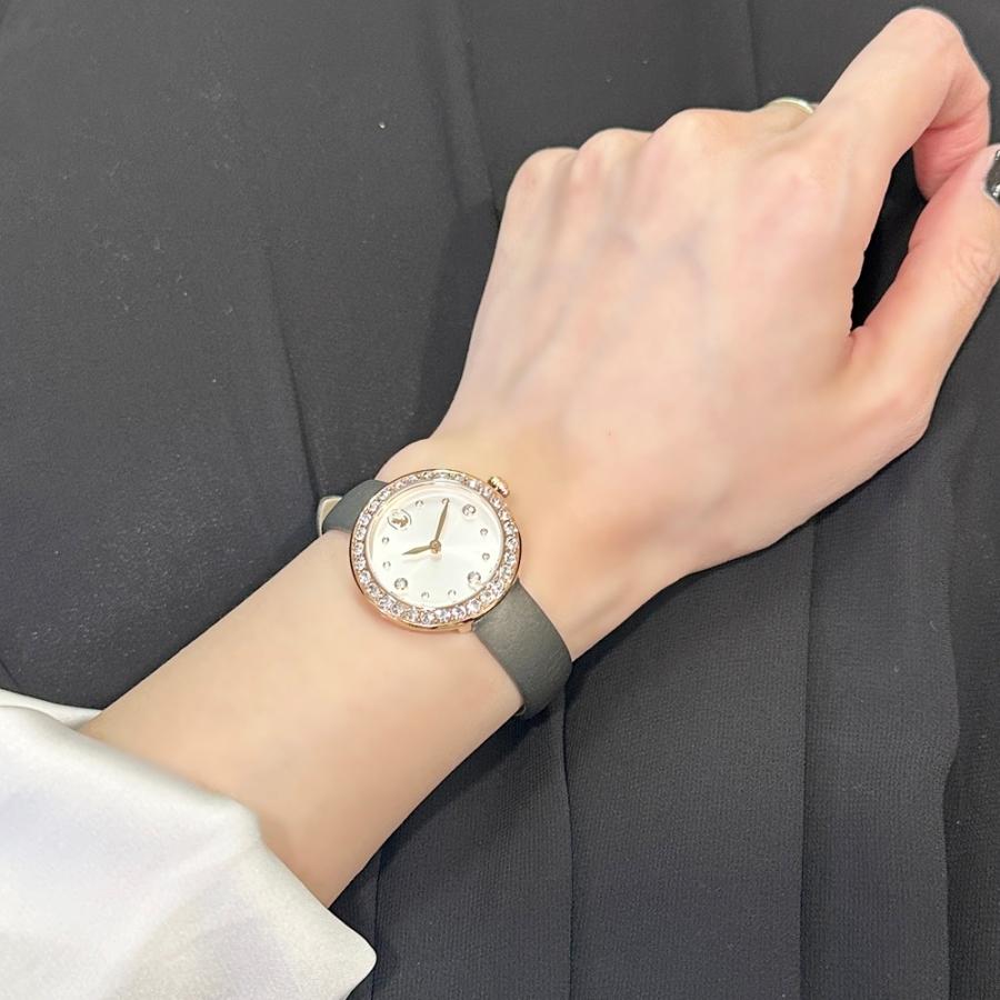 SWAROVSKI スワロフスキー 腕時計 レディース 上品 シンプル グレーレザー 女性 プレゼント 時計 ランキング お祝い : 腕時計 ...