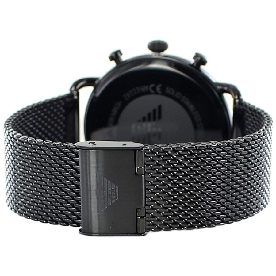 エンポリオアルマーニ メンズ 腕時計 アビエーター クロノグラフ カレンダー 日付表示 ブラック メッシュステンレス 2024 プレゼント ...