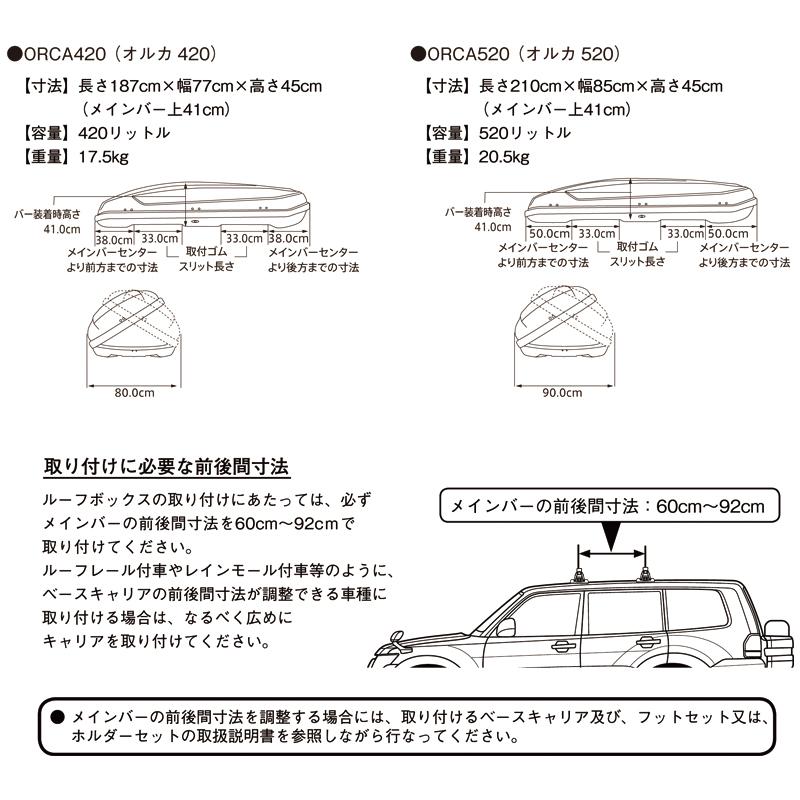 PIAA Terzo テルッツォ by ルーフボックス 520L ORCA オルカ 520 マットブラック 両開き イージークランプ取付 EA520B : Norauto Yahoo ...