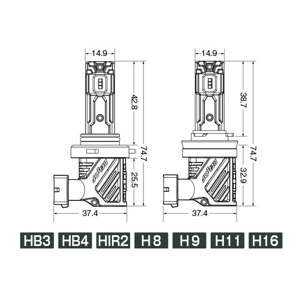 Bellof ベロフ EBA1933 ヘッドランプ＆フォグランプ用 LED バルブ プレシャス・レイ Z2 HB3/HB4/HIR2/H8/H9/H11/H16 6500K 12V/24V ...