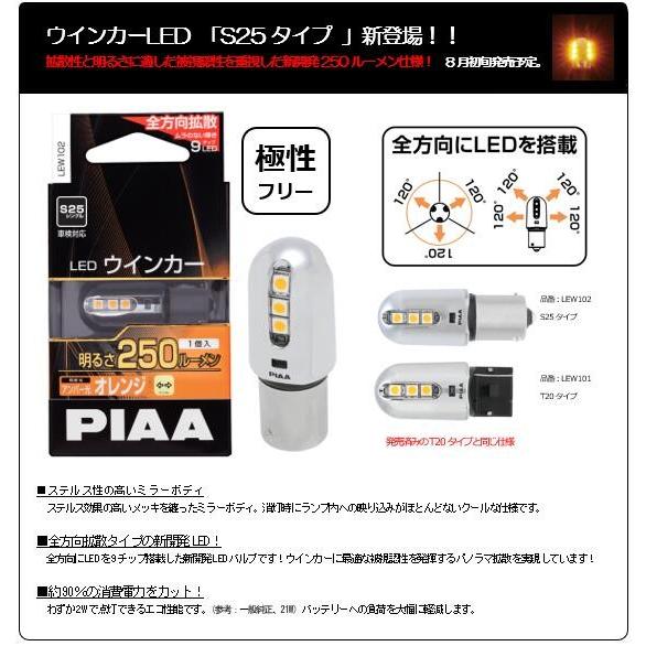 PIAA ピア ウインカー用 LEDバルブ S25 アンバー 250lm 車検対応 1個入 12V/2W 極性フリー 全方向拡散9チップ LEW102 : Norauto Yahoo ...