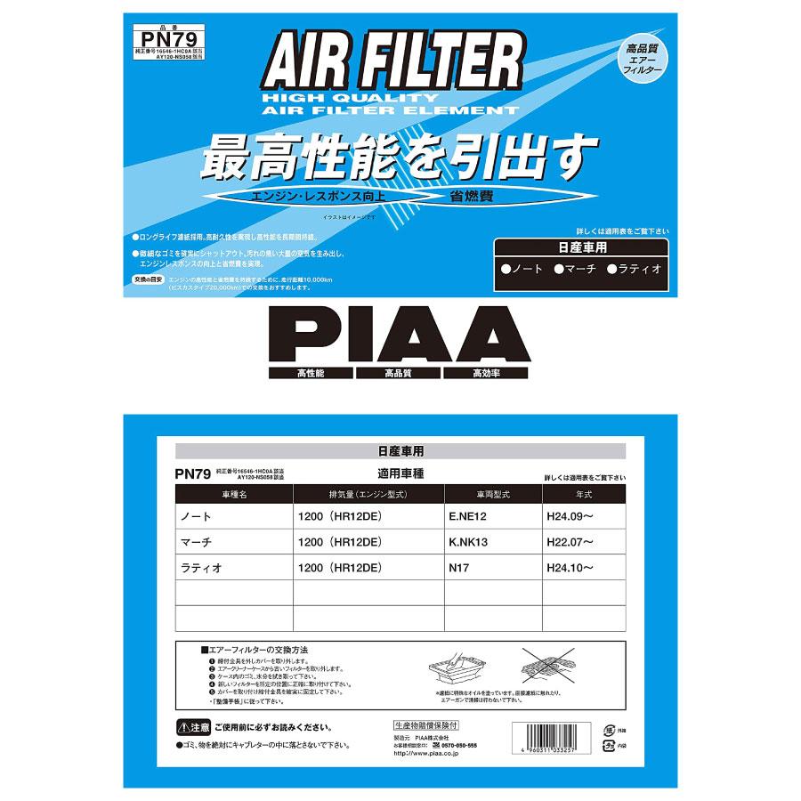 PIAA エアーフィルター エアフィルター 1個入 [日産車用] ノート・マーチ・ラティオ 他 PN79 ピア :pn79:Norauto Yahoo!ショッピング店 - 通販 - Yahoo ...