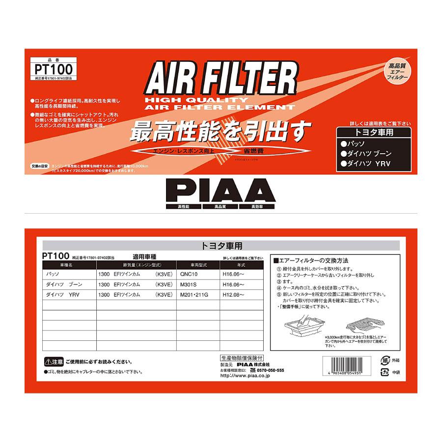 PIAA エアーフィルター エアフィルター 1個入 [トヨタ/ダイハツ車用] パッソ・ブーン・YRV 他 PT100 ホワイト ピア : Norauto Yahoo!ショッピング店 - 通販 ...