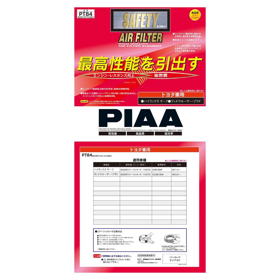 PIAA エアーフィルター エアフィルター 1個入 [トヨタ車用] ハイラックスサーフ・ランドクルーザー プラド 他 PT84 ピア : pt84 : Norauto Yahoo!ショッピング ...