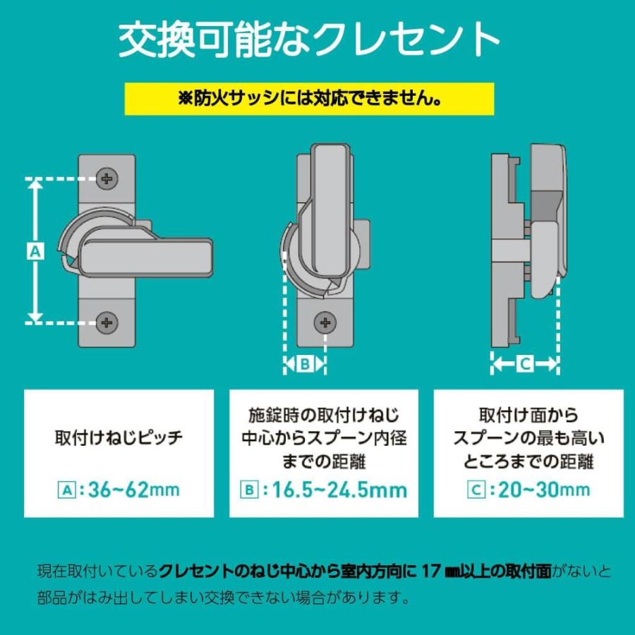 LIXIL（リクシル） LIXIL 01-BVCZ 交換用サッシ錠(クレセント) 汎用クレセント D-01L-BVCZ、D-01R-BVCZ ...