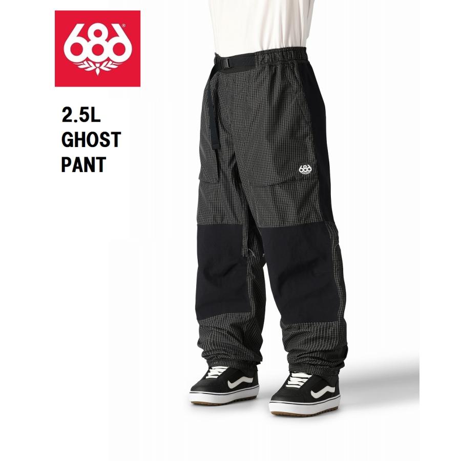 686 SIX EIGHT SIX シックスエイトシックス 24-25 2.5L GHOST PANT BLACK GRID COLORBLOCK メンズ スノーボード ウェア パンツ 日本 ...