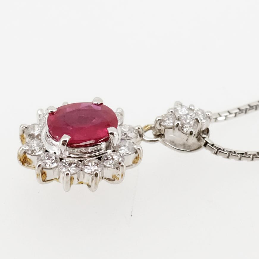 【新品同様】Pt850/Pt900 ルビー 1.12ct ダイヤ D0.72ct ネックレス ソーティングカード付き : ノースプラザ ...