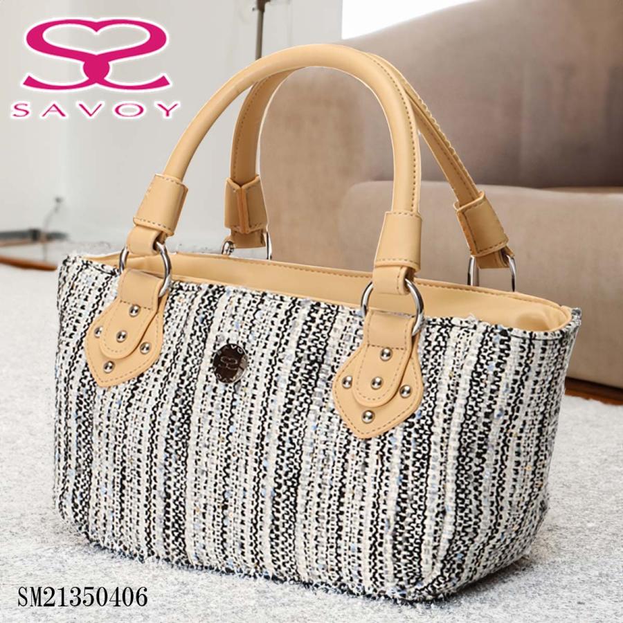 SAVOY サボイ バッグ ハンドバッグ ツイード 低め ファスナー レディース ブラックホワイト SM21350406 : 野佐和倶楽部 Yahoo!店 - 通販 - Yahoo!ショッピング