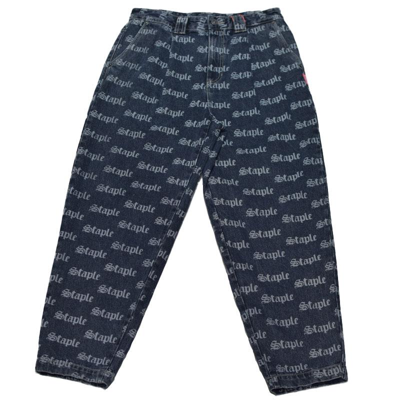 staple（ステイプル） BOWERY DENIM PANT ボウリー デニム パンツ 濃紺 インディゴ 総柄 : nouvelle ...