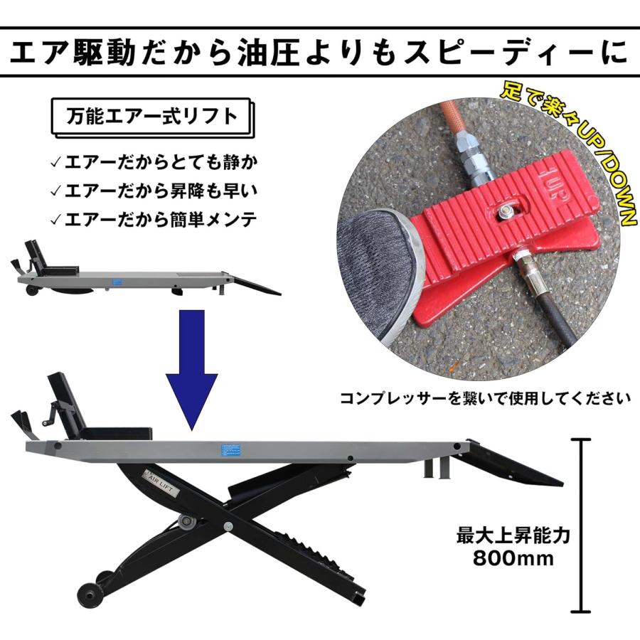 Kernel バイクリフト エアー式 最大500kg 243612B ワイドロング Kernel バイクリフト エアー式 最大500kg 243612B ワイドロング