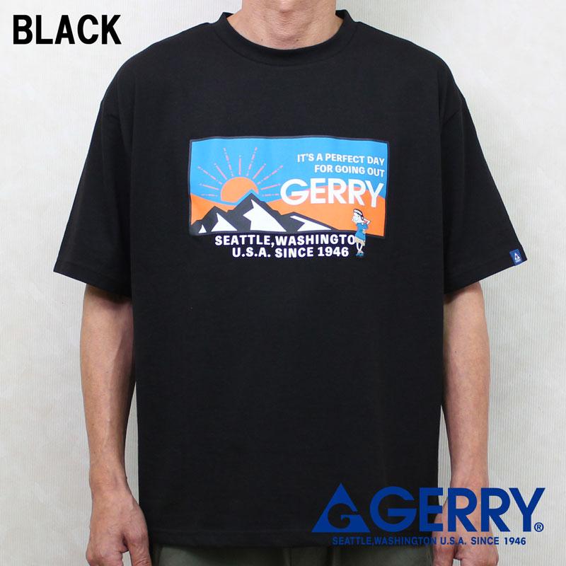 GERRY ジェリー 半袖Tシャツ メンズ レディース カットソー プリント アウトドア ストリート アメカジ 古着MIX ホワイト ブラック レジャー 30代 40代 フェス ...